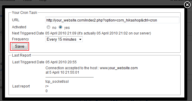HikaShop - Cron task