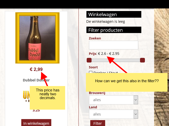Hikashop Price Value In The Filter Not Correct Only 1 Decimal With A Price Of 660 66